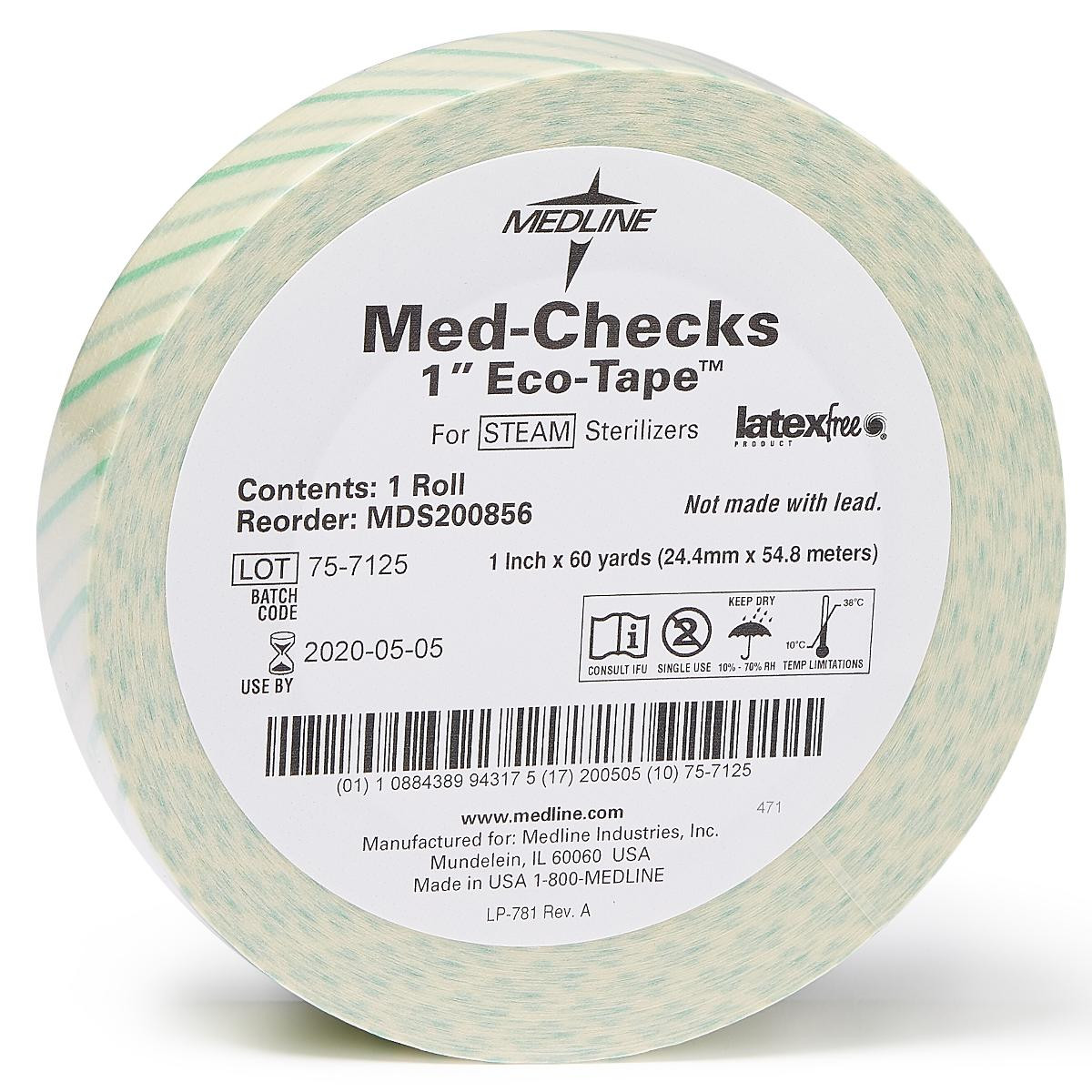 Autoclave Steam Sterilization Tape, Green, 1" x 60 yd