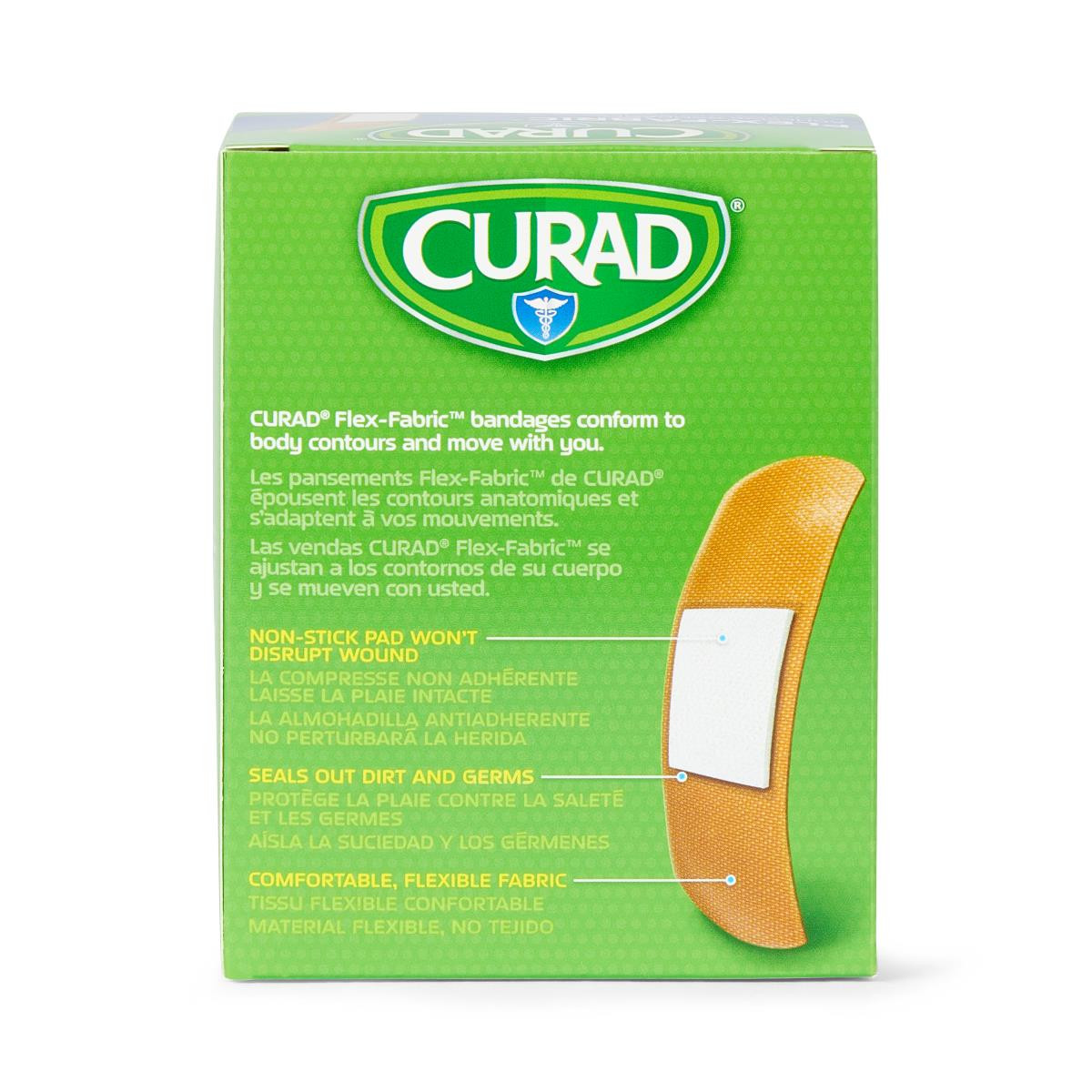 CURAD Flex-Fabric Adhesive Bandages, 1" x 3" Strips, 100/box