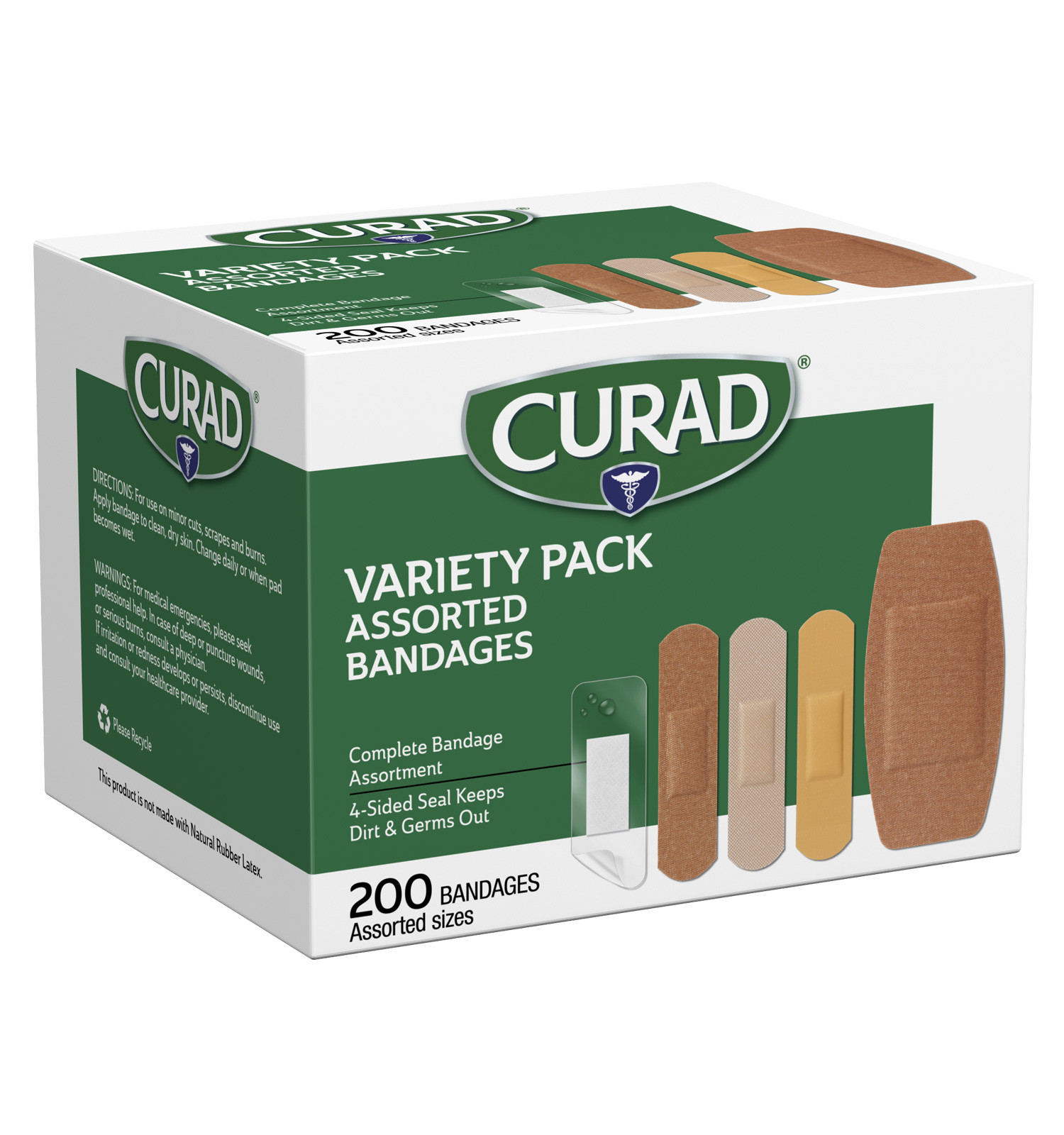 CURAD Bandage Variety Pack, Assorted Sizes, 200/box, 24 boxes