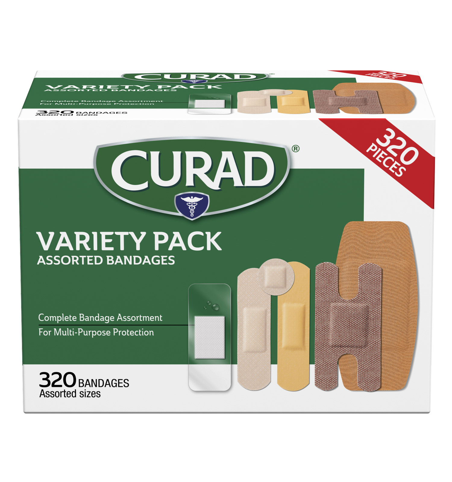 CURAD Bandage Variety Pack, Assorted Sizes, 320/box, 18 boxes