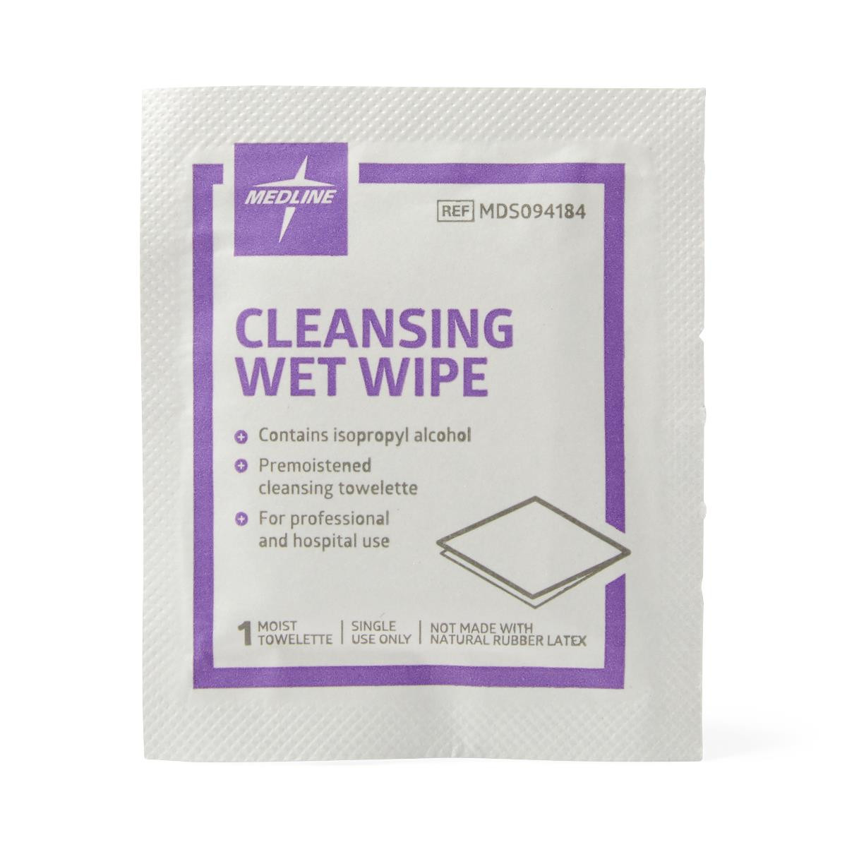 Medline Cleansing Wet Wipes with BZK, 1000/case