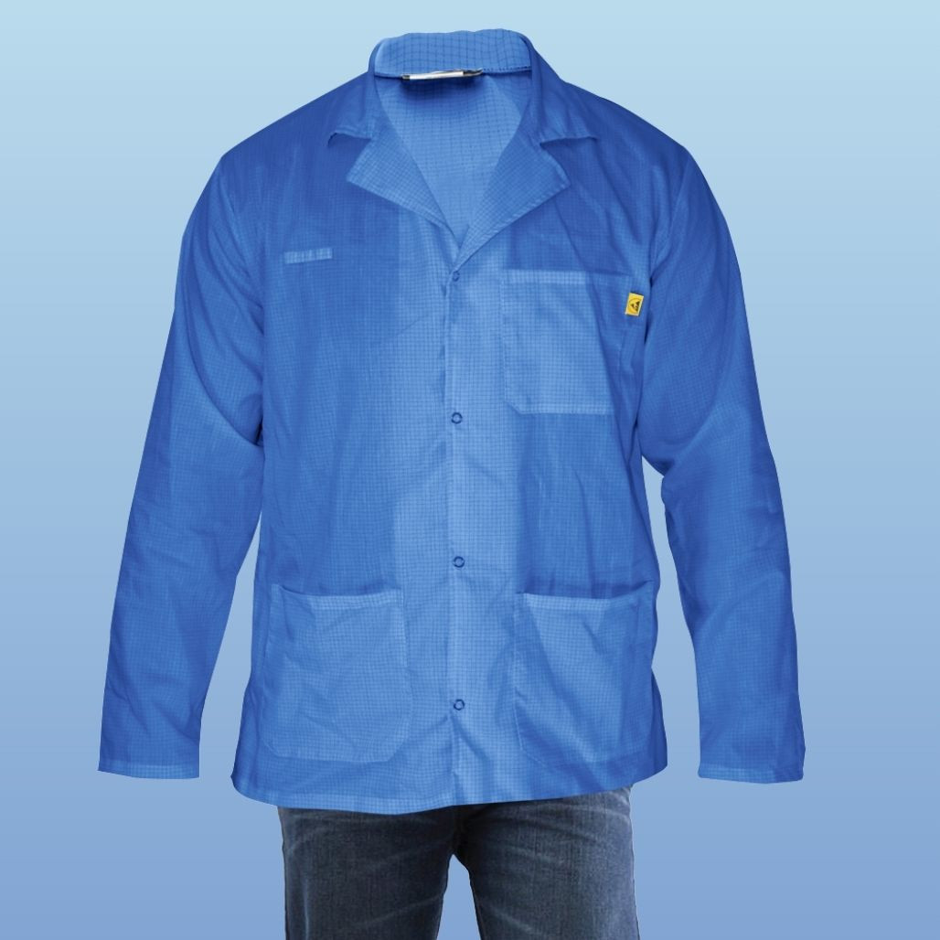 Estatec Cleanroom ESD Lab Coat, Knit Cuffs
