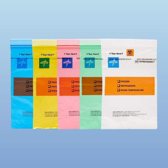 Medline STAT Red Specimen Transport Bags - 6" x 9"