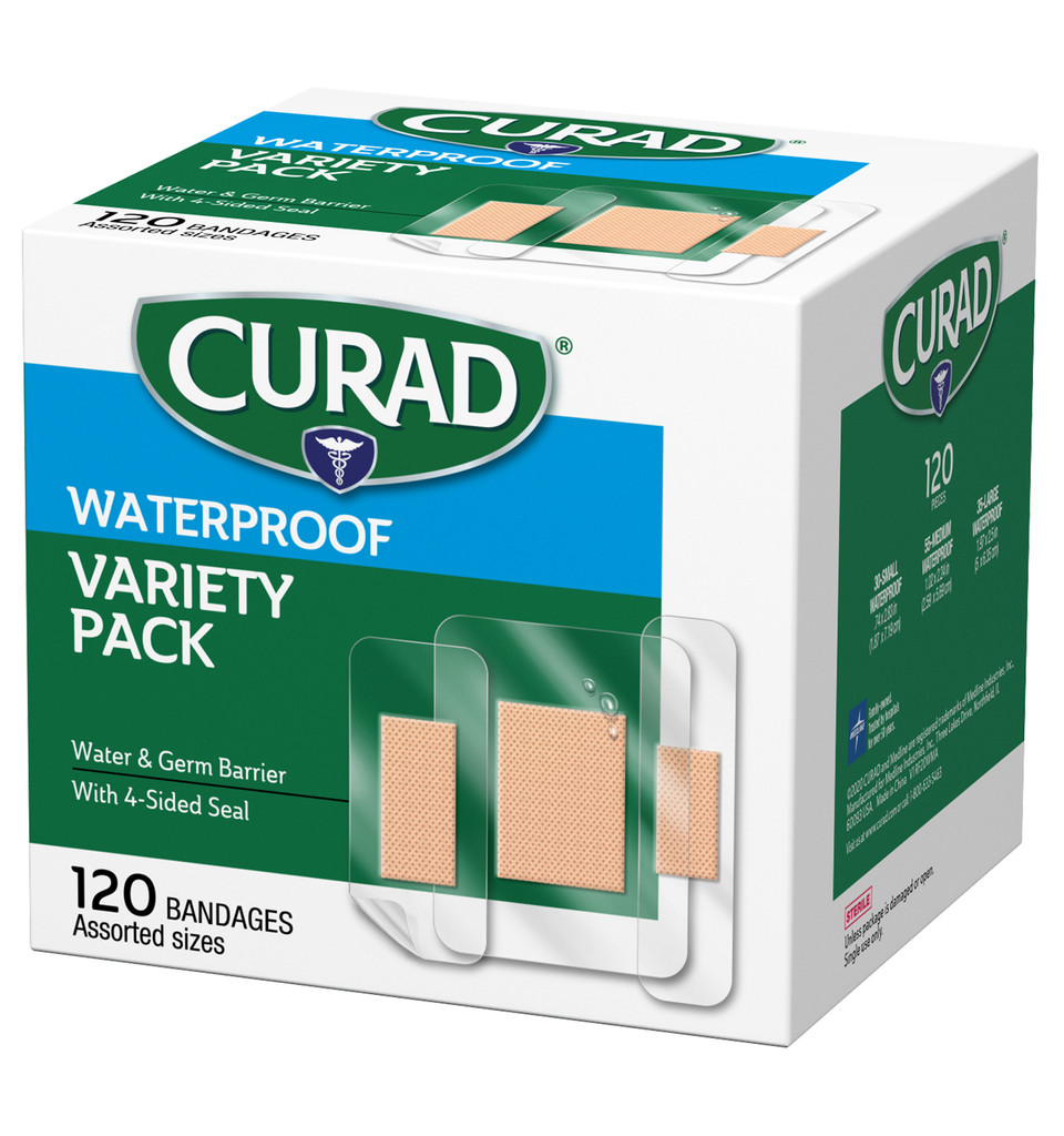 CURAD Waterproof Bandages Variety Pack, 120/box, 24 boxes