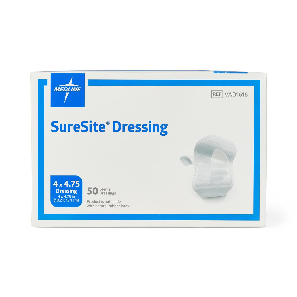 Medline SureSite Transparent IV Dressing, 4" x 4.75", 200/cs
