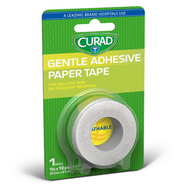 CURAD Gentle Adhesive Paper Tape for Sensitive Skin, 1" x 10 yd.