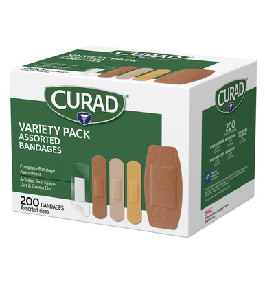 CURAD Bandage Variety Pack, Assorted Sizes, 200/box, 24 boxes