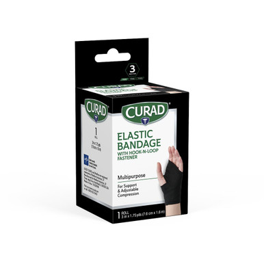 CURAD Black Elastic Bandage with Hook And Loop Closure