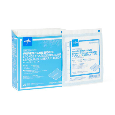 Medline Sterile Cotton Gauze Trach Sponge, 4" x 4"