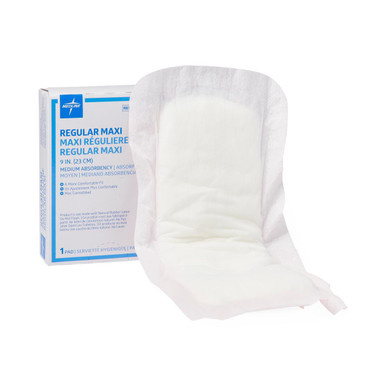 Medline Nonsterile Sanitary Maxi Pads with Adhesive Strip, 9" or 11" sizes