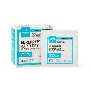 Medline SurePrep Rapid Dry Barrier Film Wipes