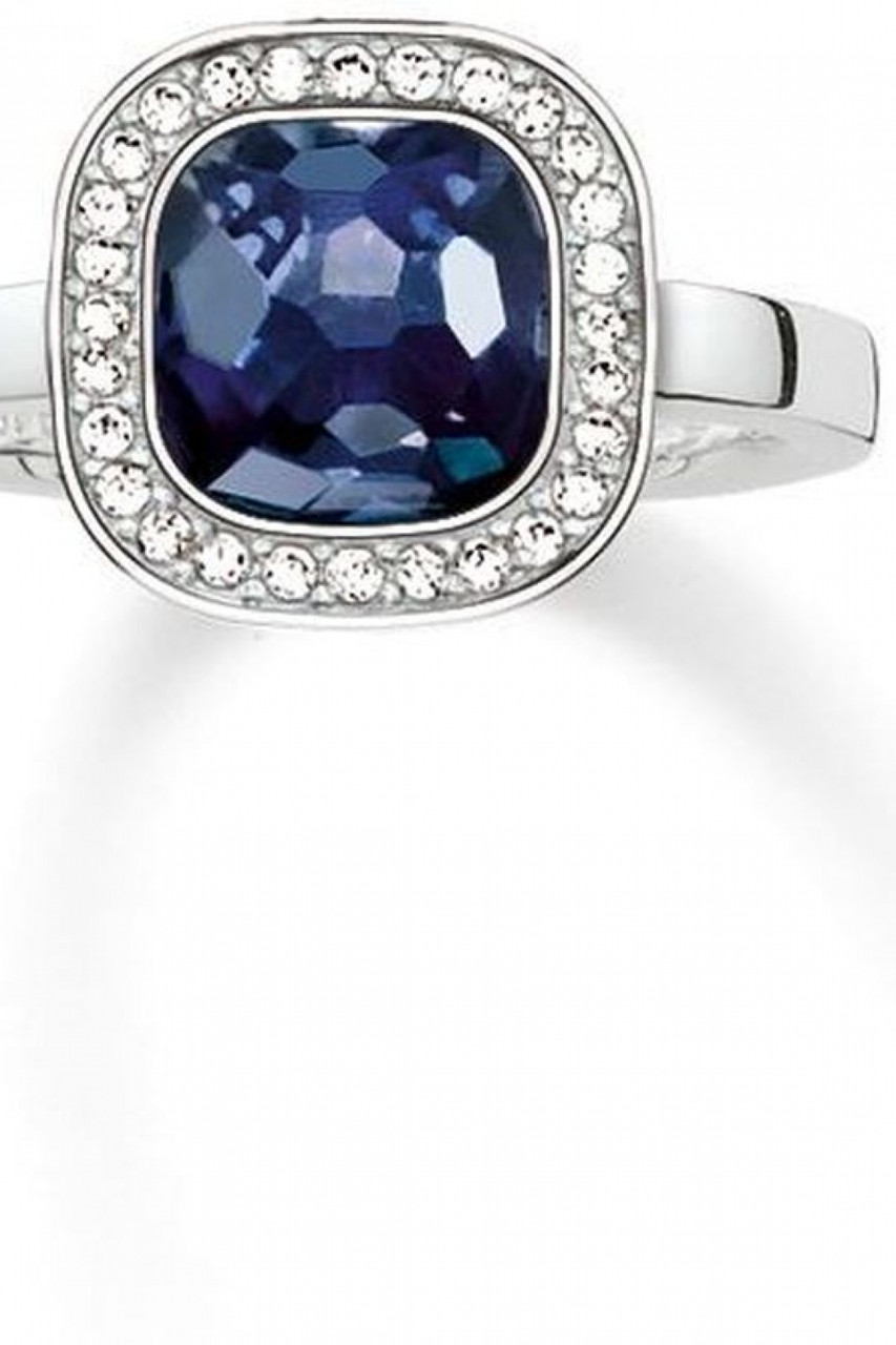 Silver Blue Square Ring - TR2029-059-1-54