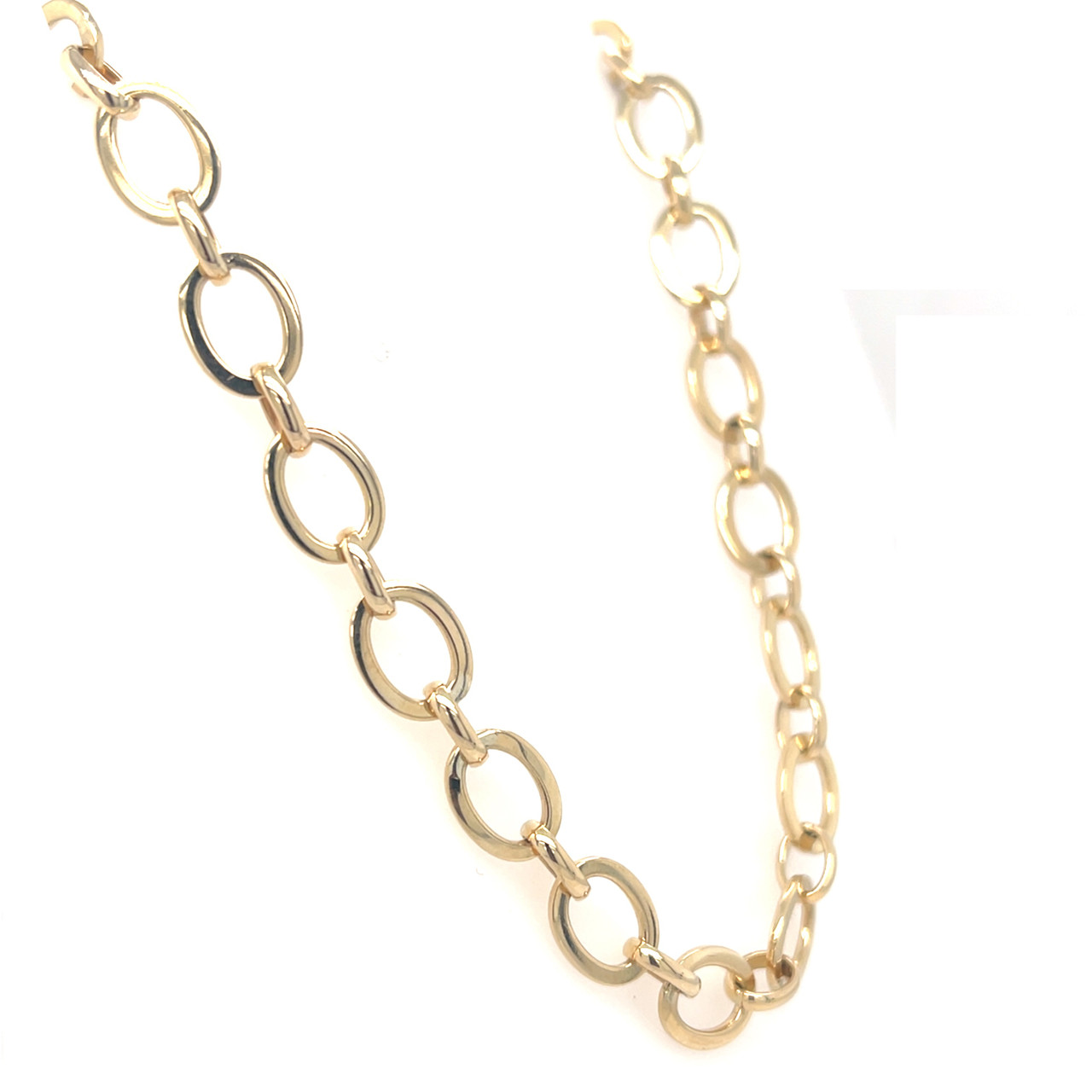 9ct Yellow Gold flat oval link chain - 80-25-112