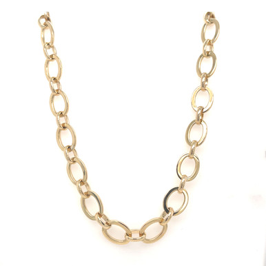 9ct Yellow Gold flat oval link chain - 80-25-112