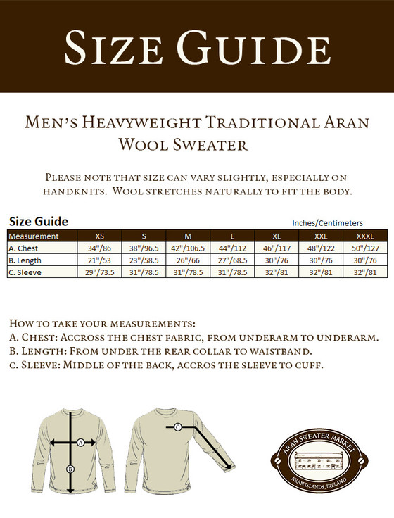 Mens Wool sweater | Irish wool sweater | Heavyweight Aran