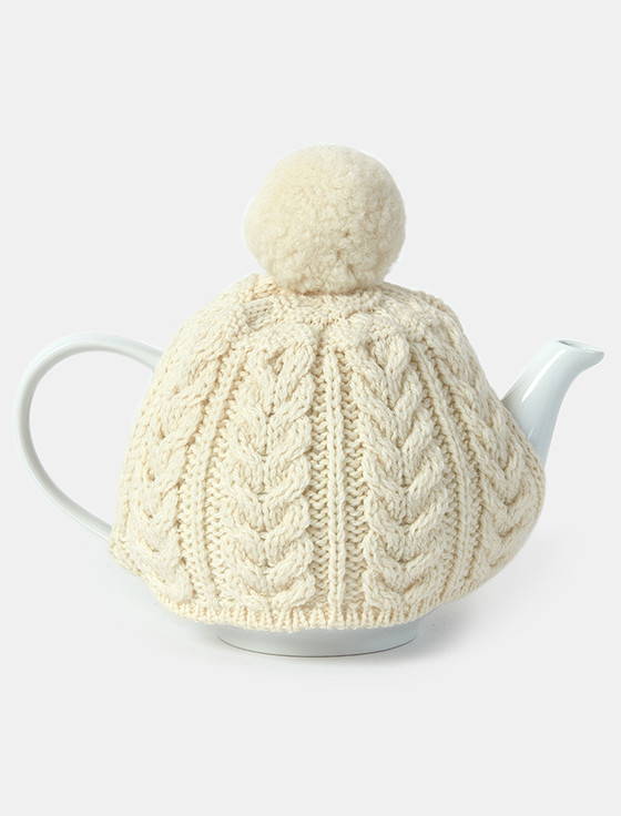 Aran Cable Knit Tea Cosy - Natural White