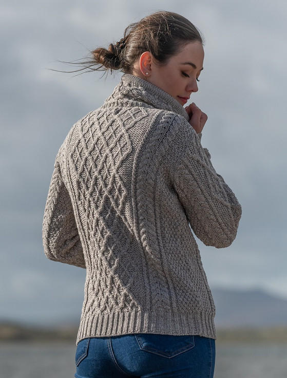 Ladies Drawstring Sweater With Purch Pocket | Aran Sweater Market