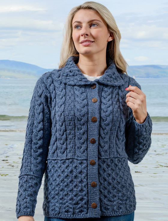 Honeycomb cardigan, Button-Up Cardigan, wool, ladies