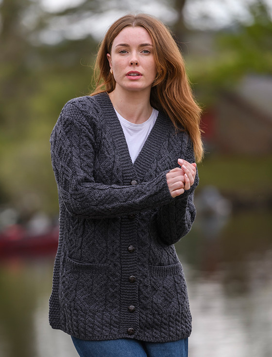 Ladies Button-Up Aran Cardigan | Aran Sweater Market