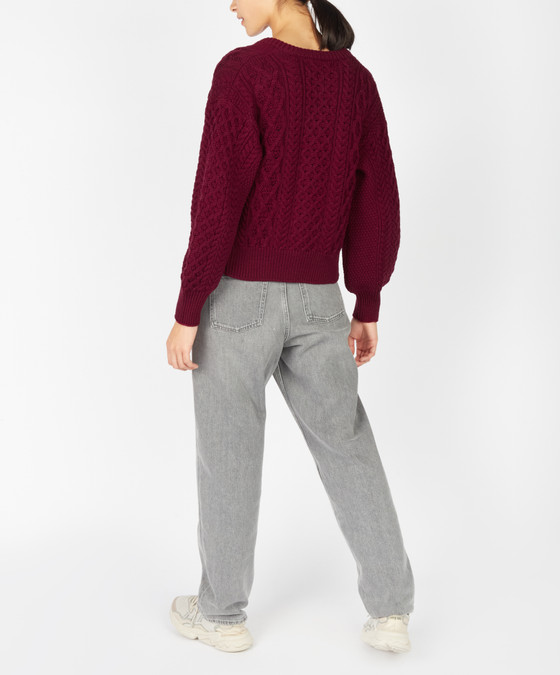 Cropped Wool Aran Cardigan | Aran Sweater Market