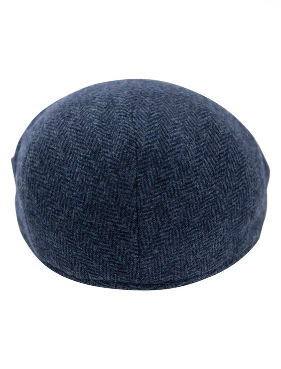 Wool Box Check Flat Cap - Blue Herringbone | Aran Sweater Market