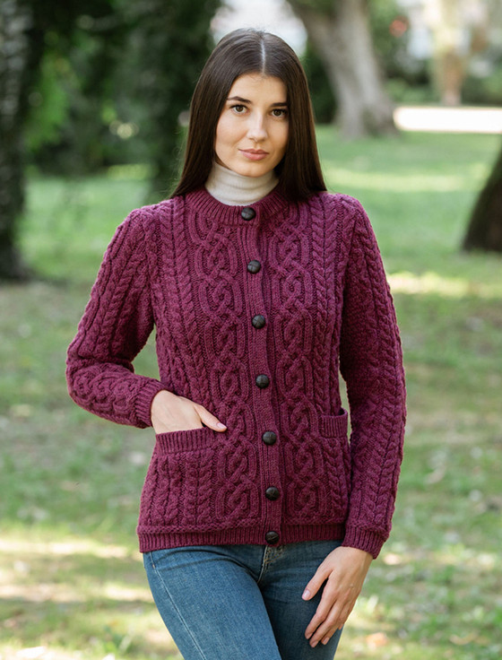 Ladies Aran Button Cardigan - Aran Sweater Market