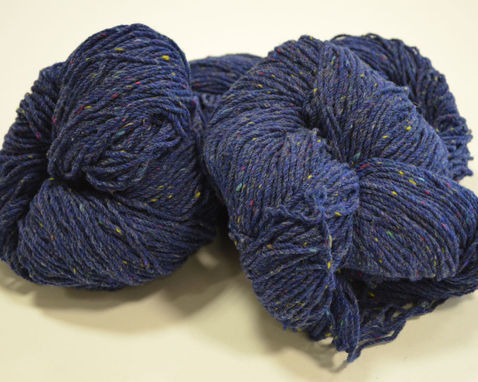 Aran Wool Knitting Hanks - Blue Fleck