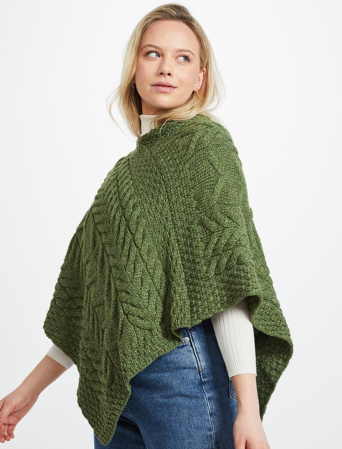 Super Soft Cable Stitch Poncho | Aran Sweater Market