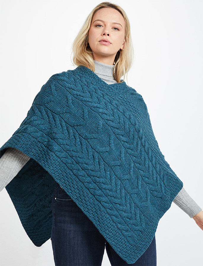 Super Soft Cable Stitch Poncho | Aran Sweater Market