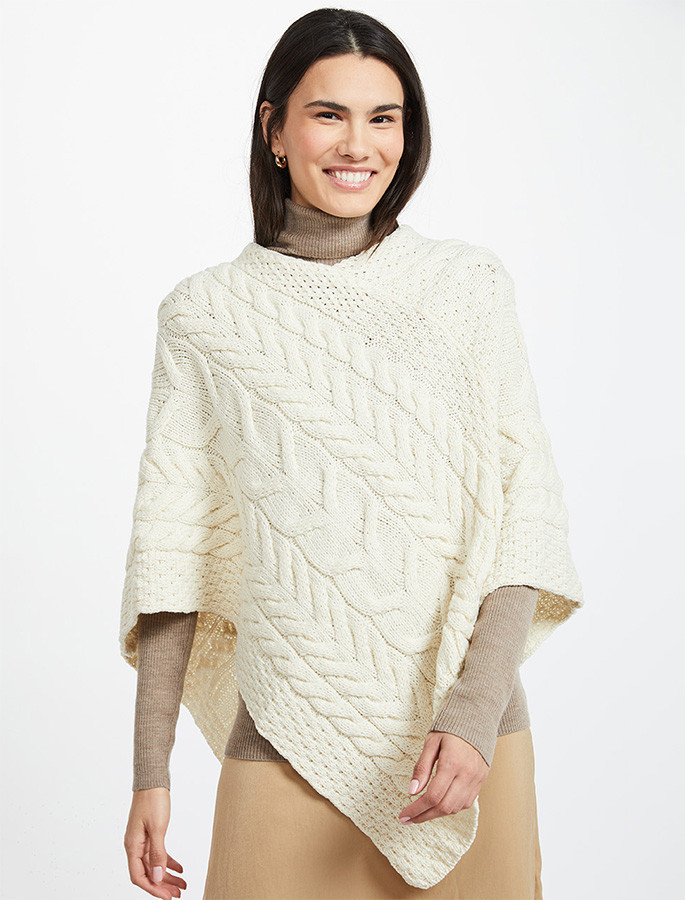 Super Soft Cable Stitch Poncho | Aran Sweater Market