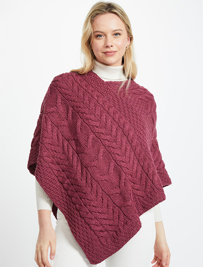 Super Soft Cable Stitch Poncho | Aran Sweater Market