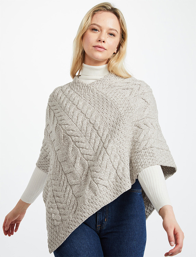 Super Soft Cable Stitch Poncho | Aran Sweater Market