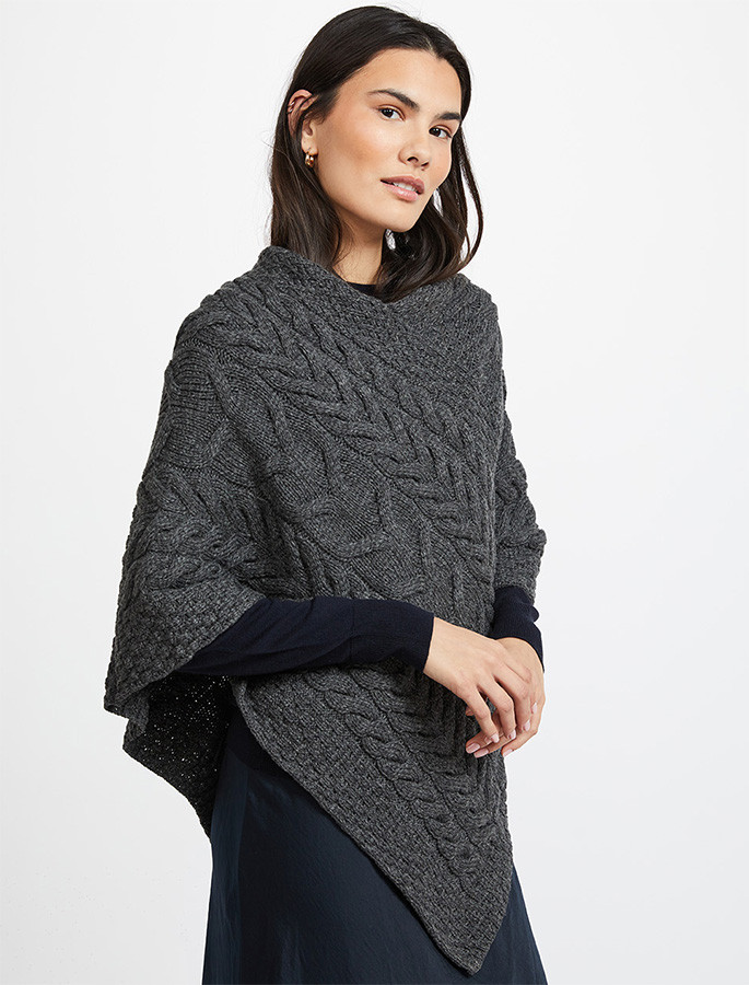Super Soft Cable Stitch Poncho | Aran Sweater Market