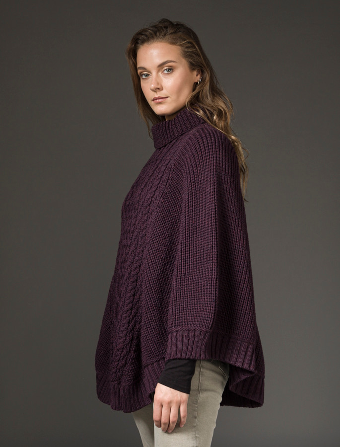 Super Soft Poncho Rib Neck | Aran Sweater Market