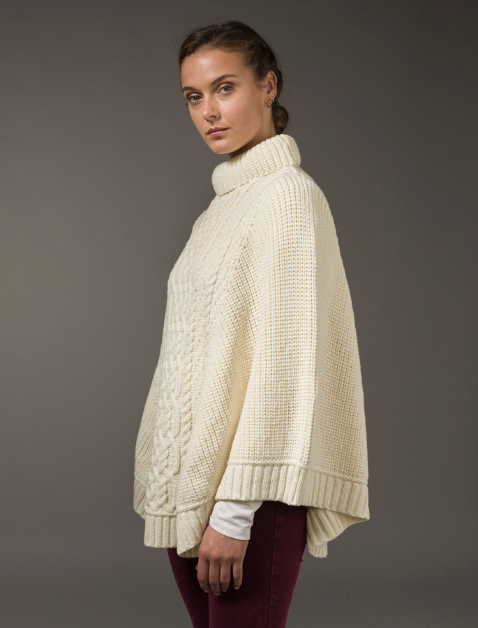 Super Soft Poncho Rib Neck | Aran Sweater Market