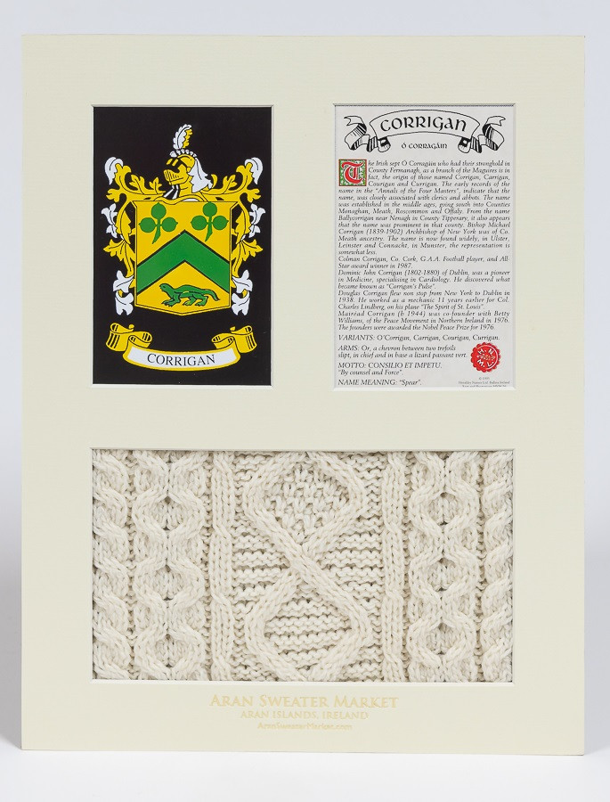 Corrigan Clan Aran & History Display | Original Corrigan Name Pattern