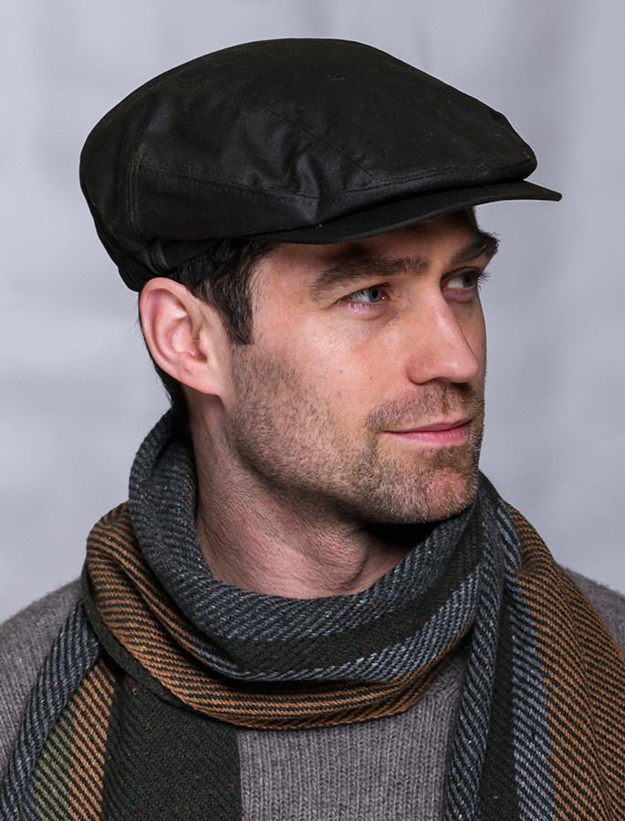 Kerry Wax Flat Cap - Olive | Mucros Weavers