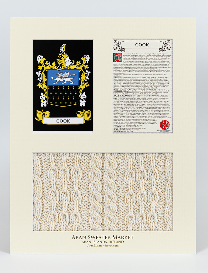 Cook Clan Aran & History Display | Original Cook Name Pattern