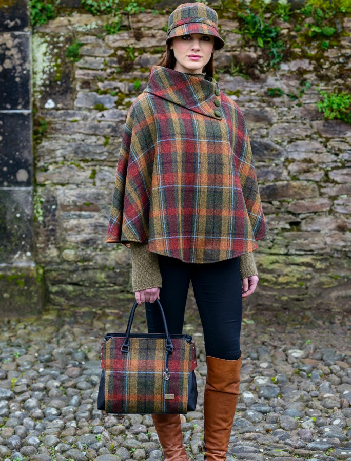 Ladies Tweed Flapper Cap - Autumn Plaid