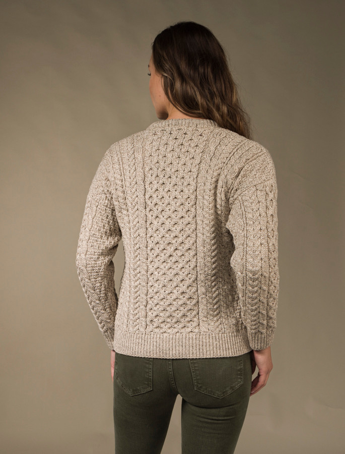 Wool cardigan for women, wool Aran women jacket, Aran