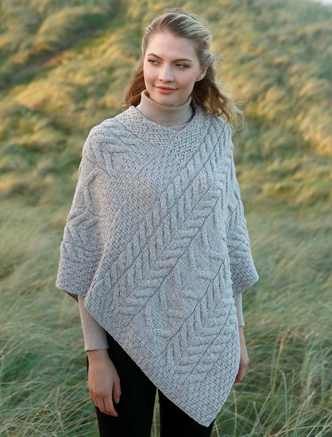 Super Soft Cable Stitch Poncho | Aran Sweater Market