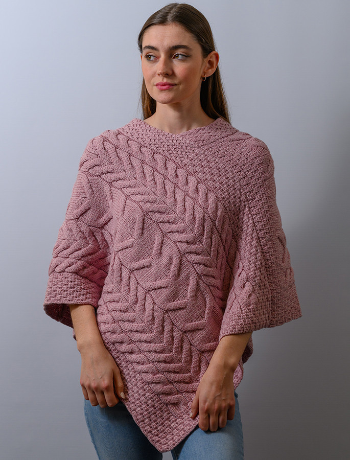 Super Soft Cable Stitch Poncho | Aran Sweater Market