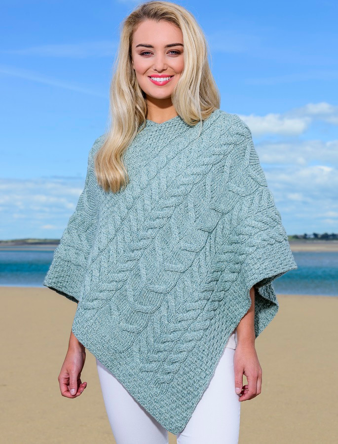 Super Soft Cable Stitch Poncho | Aran Sweater Market