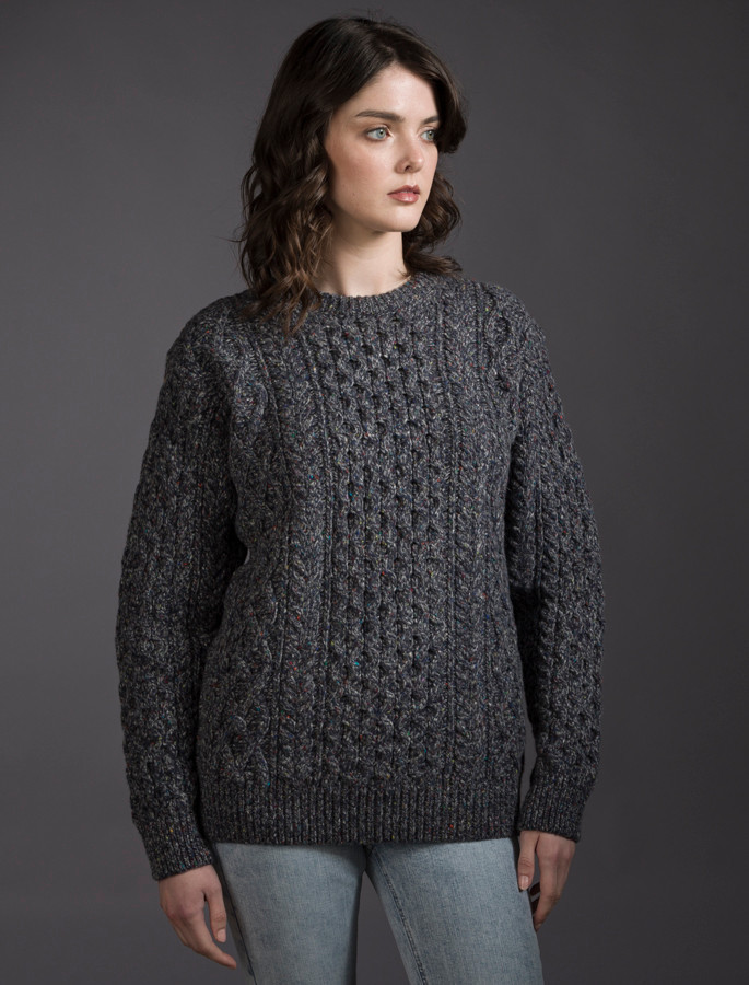 Women's Oversized Wool Cashmere Aran Sweater