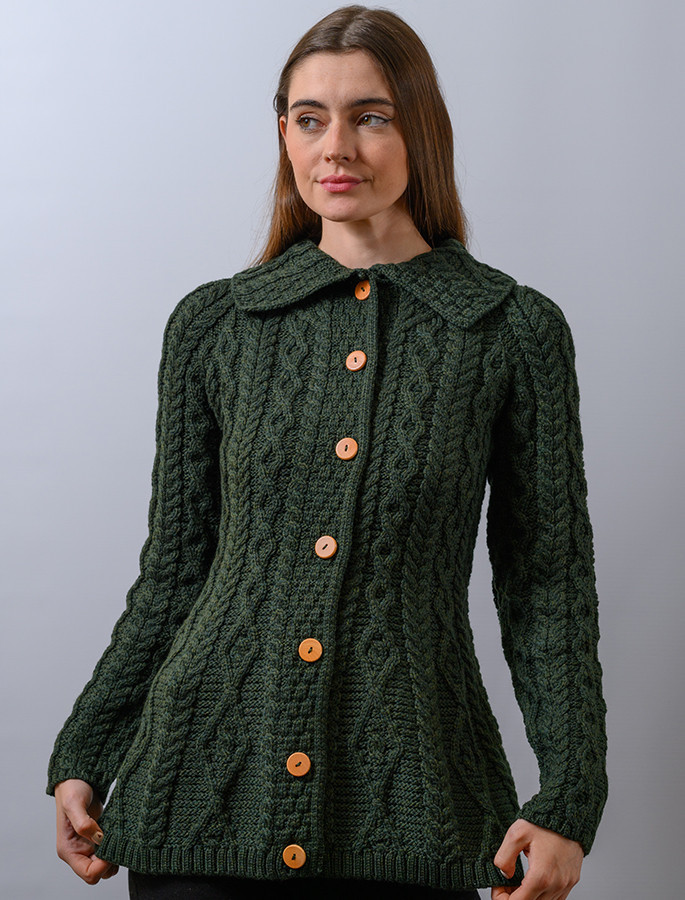 Super Soft Luxury Button-Up Flared Aran Cardigan