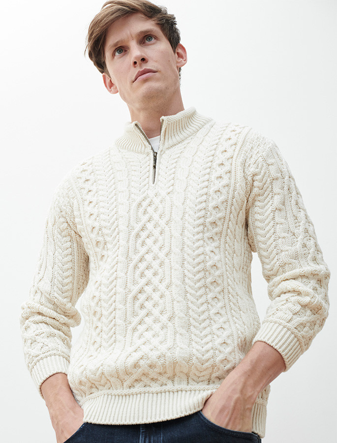 Mens Super Soft Half Zip Aran Troyer | Aran Sweater Market