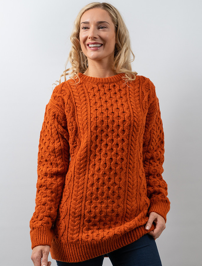 Women's Oversized Wool Cashmere Aran Sweater