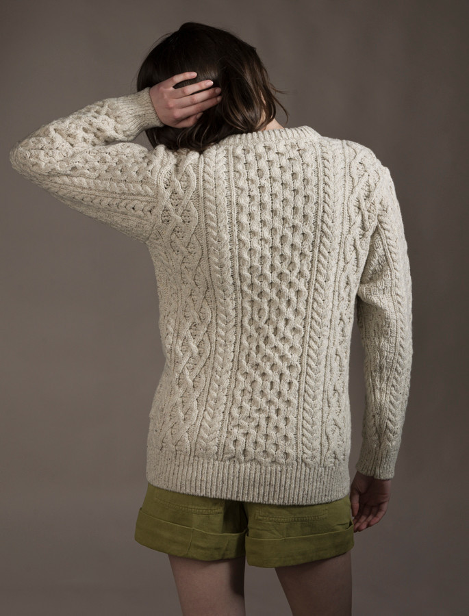Women's Oversized Wool Cashmere Aran Sweater