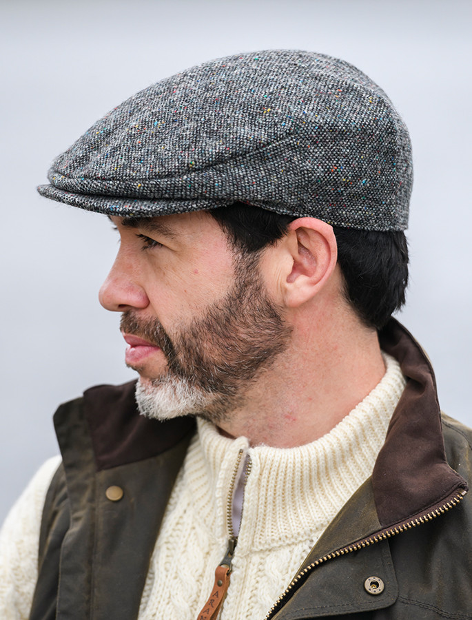 Vintage Tweed Flat Cap - Charcoal | Aran Sweater Market
