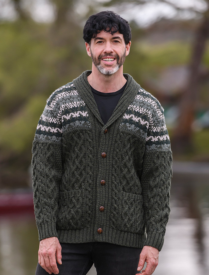 Men's Full Zip Cardigan with Pockets | Irish Cardigans
